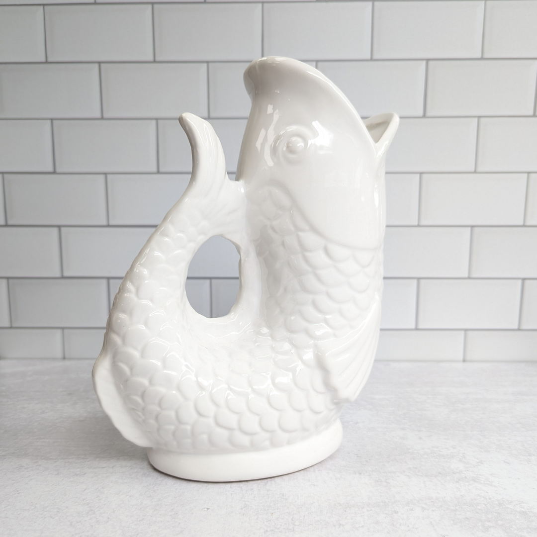 White Glugging Fish Pitcher | HOFFMAN'S Limited Edition New Stock ...